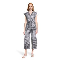 Overall Betty Barclay "Damen mit Eingrifftaschen", Damen, Gr. 36, Normalgr&ouml;&szlig;en, dunkelblau, wei&szlig;, Obermaterial: 95% Polyester, 05% Elasthan, figurumspielend, V-Ausschnitt, Overalls Overall
