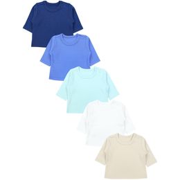 Langarmshirt TUPTAM "Shirt Baby Jungen Langarmshirt 5er Set", M&auml;dchen, Gr. 50, blau (blau_wei&szlig;_beige), Obermaterial: 100% Baumwolle CO., Shirts Langarmshirt