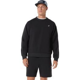 Sweatshirt asics "asics TRACK CLUB HERITAGE CREW-NECK TOP", Herren, Gr. L, performance schwarz, Obermaterial: 65% Baumwolle, 28% Polyester, 7% Elasthan, Sweatshirts Sweatshirt