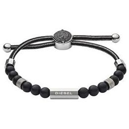 Armband Diesel "Schmuck Edelstahl Armschmuck Beadarmband Zugarmband", schwarz (edelstahlfarben, schwarz), Armb&auml;nder, Damen, 24cm, Edelstahl Nylon, Edelstahl, Nylon, Armband, mit Achat