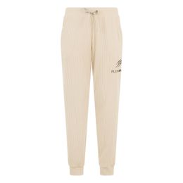 Jogginghose Plein Sport "Ribbed Joggers Scratch", Damen, Gr. L, US-Gr&ouml;&szlig;en, 01of, sanftes wei&szlig;, Obermaterial: 95% Polyester, 5% Elasthan, Hosen Jogginghose