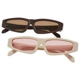 Sonnenbrille Urban Classics "Urban Classics Unisex Sunglasses Lefkada 2-Pack", Damen, braun, braun, sanftes wei&szlig;, pink, Sonnenbrillen Sonnenbrille