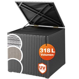 Casaria Gartenbox Polyrattan 318L Schwarz mit Innenverkleidung wetterfest