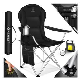 Kesser&reg; Campingstuhl faltbar bis 150 kg Angelstuhl Faltstuhl Klappstuhl Gepolstert mit Armlehnen, Getr&auml;nkehalter + Tasche mit hoher R&uuml;ckenlehne, Strandstuhl, Klapphocker