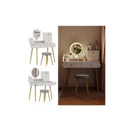 VICCO Schminktisch Edda LED-Spiegel Hocker 100 x 76 cm Wei&szlig; Frisiertisch modern