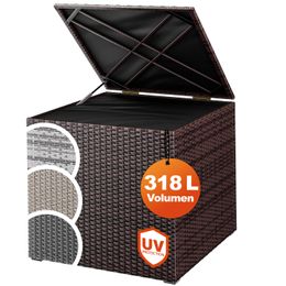 Casaria Gartenbox Polyrattan 318L Braun mit Innenverkleidung wetterfest