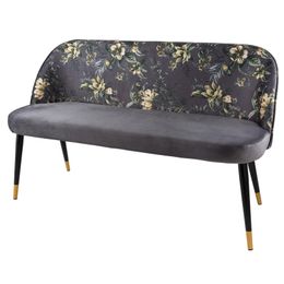 Riess Ambiente riess-ambiente Bank PR&Ecirc;T-&Agrave;-PORTER - grau Samt florales Muster und goldene Fu&szlig;kappen