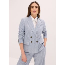 bonprix Blazer mit Leinenanteil, blau, Gr.38, eleganter Blazer mit Leinenanteil, aus Leinen