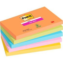 Post-it Super Sticky Notes 655-RSS8COL farbig, 127 x 76 mm, extra starke Haftung auf vielen Fl&auml;chen, repositionierbar & r&uuml;ckstandsfrei abl&ouml;sbar, PEFC