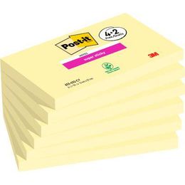 Post-it Super Sticky Haftnotizen Gelb 76 x 127 mm, doppelt starke Haftung, mehrfach repositionierbar, r&uuml;ckstandsfrei abl&ouml;sbar, PEFC, Vorteilspack 4+2 Bl&ouml;cke