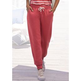 H.I.S. H.I.S Sweathose 'Heiligenhafen' rot Gr. 36/38 f&uuml;r Damen. Mit Druck. Bequem