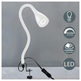 B.K.LICHT LED Klemmleuchte "Sirius", wei&szlig;, 1, H: 60cm, Leuchten, LED Tischleuchte dimmbar Schreibtisch B&uuml;roleuchte Nachttisch-Lampe