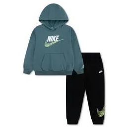Jogginganzug Nike SPORTSWEAR "B NSW ITZ OVERSIZE FT PO SET", Jungen, Gr. 122 (7), schwarz, angeraute Sweatware, Obermaterial: 60% Baumwolle, 40% Polyester. Unterteil: 60% Baumwolle, 40% Polyester, Sportanz&uuml;ge Jogginganzug, zweiteiliges Set, f&uuml;r Kinder