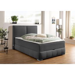 Boxbett OTTO HOME "Wehma mit Kopfteil inkl. Bettkasten", grau (anthrazit), B:150cm L:213cm, Komplettbetten, in H2, H3 & H4 w&auml;hlbar, inklusive Topper