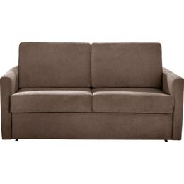 Schlafsofa Home Affaire "Goldpoint 162 cm, Dauerschl&auml;fer, Liegefl&auml;che 120/200cm", braun, B:162cm H:85cm T:100cm, Struktur weich: (100% Polyester);Luxus-Microfaser weich: (100% Polyester), Sofas, Schlafsofa, 2-Sitzer mit Bettfunktion, Bonell-Federkernmatratze