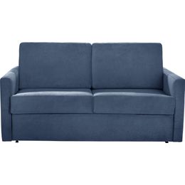 Schlafsofa Home Affaire "Goldpoint 162 cm, Dauerschl&auml;fer, Liegefl&auml;che 120/200cm", blau, B:162cm H:85cm T:100cm, Struktur weich: (100% Polyester);Luxus-Microfaser weich: (100% Polyester), Sofas, Schlafsofa, 2-Sitzer mit Bettfunktion, Bonell-Federkernmatratze