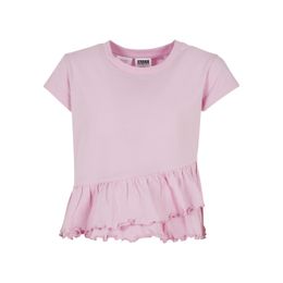 T-Shirt Urban Classics "Urban Classics Damen Girls Organic Volant Tee", M&auml;dchen, Gr. 146/152, girlypink, 100% Baumwolle, unifarben, normal, Rundhals, Shirts T-Shirt