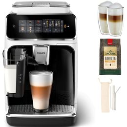 Philips Kaffeevollautomat "EP3343/50 3300 Series, 6 Getr&auml;nke (hei&szlig; oder eisgek&uuml;hlt)", wei&szlig;, schwarz, B:24,6cm H:37,1cm T:43,3cm, Kaffeevollautomaten, LatteGo-Milchsystem, SilentBrew Technologie, Wei&szlig;-Schwarz, Kaffeevollautomat, Topseller