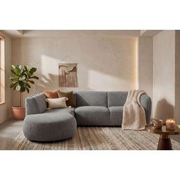 Ecksofa Home Affaire "OSTRUP Rundsofa, L-Form, Naturt&ouml;ne, Boucle", graphite, B:273cm H:73cm T:250cm, 100% Polyester, Sofas, Ecksofa, Breite 273 cm, organische Form mit sanften Rundungen