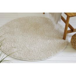 Hochflor-Teppich OTTO HOME "Nickolas, auch als L&auml;ufer erh&auml;ltlich", beige (creme), B:120cm H:30mm L:120cm, Polypropylen, Teppiche, Langflor, Shaggy, weicher Hochflor, uni farben, mit Glanz, Wohnzimmer