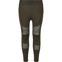 Leggings Urban Classics "Urban Classics Damen Girls Tech Mesh Leggings", M&auml;dchen, Gr. 122/128, Normalgr&ouml;&szlig;en, schwarzolive, 80% Polyamid, 20% Elasthan, unifarben, skinny fit, Hosen Leggings
