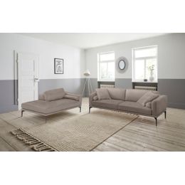Polstergarnitur Egoitaliano "Masu, Design trifft sensationellen Sitzkomfort", beige (safari), H:95cm T:97cm, Sitzm&ouml;bel-Sets, Set besteht aus 2,5-Sitzer, freistehende Ottomane und 3 Rollkissen