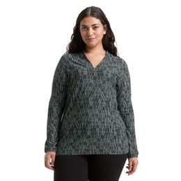 T-Shirt Tom Tailor PLUS, Damen, Gr. 54, irregular moss graphic design, Single Jersey, Obermaterial: 95% Viskose, 5% Elasthan, bedruckt, gemustert, regular fit normal, V-Ausschnitt, Shirts T-Shirt, mit All-Over Print