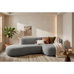 Ecksofa Home Affaire "OSTRUP Rundsofa, L-Form, Naturt&ouml;ne, Boucle", graphite, B:278cm H:73cm T:152cm, 100% Polyester, Sofas, Ecksofa, Breite 278 cm, organische Form mit sanften Rundungen