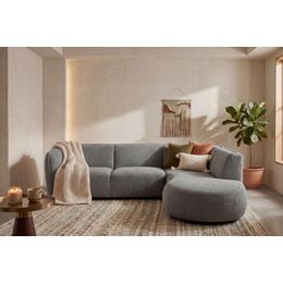 Ecksofa Home Affaire "OSTRUP Rundsofa, L-Form, Naturt&ouml;ne, Boucle", graphite, B:273cm H:73cm T:250cm, 100% Polyester, Sofas, Ecksofa, Breite 273 cm, organische Form mit sanften Rundungen