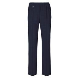 Schlupfhose GOLDNER "Kurzgr&ouml;&szlig;e Elegante Stretchhose mit Komfortbund", Damen, Gr. 19, K-Gr, blau (marine), Obermaterial: 53% Polyester PES. 43% Schurwolle WV. 4% Elasthan EL., normal, Hosen Schlupfhose, Bund mit dekorativem Zierteil