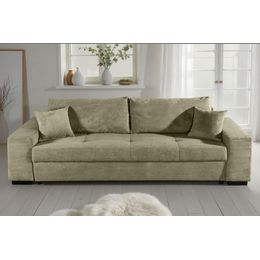 Schlafsofa Collection AB "Kreta, B: 248 cm, Liegefl. 137x195 cm", olive, B:248cm H:43cm T:87cm, 100%Polyester, Sofas, Schlafsofa, Bettfunktion, Bettkasten & 2 Zierkissen, optional mit Topper