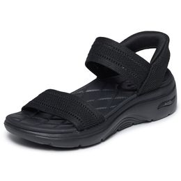 Sandale Skechers "GO WALK ARCH FIT 2.0 SANDAL", Herren, Gr. 41, schwarz unifarben, Textil, Schuhe Sandale, Sommerschuh, Keilsandalette, Urlaubsschuh mit sportiver Sohle