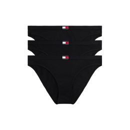 Slip "3 PACK BIKINI (EXT.SIZES)", Damen, Gr. L (40), 3 Stk., schwarz (schwarz, schwarz, schwarz), Jersey, Obermaterial: 95% Baumwolle, 5% Elasthan, Tommy Hilfiger Underwear, unifarben, k&ouml;rpernah, Unterhosen Slip, Logo am Bund, aus Baumwoll-Stretch