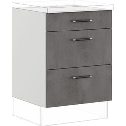 Auszugsunterschrank IMPULS K&Uuml;CHEN "Prag", in drei Breiten, H&ouml;he: 72,3 cm", grau (beton, optik schiefer dunkelgrau), B:60cm H:72,3cm T:57,6cm, Dekorfolie, Holzwerkstoff, Schr&auml;nke, K&uuml;chenunterschrank, vormontiert, mit Soft-Close