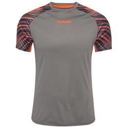 Trainingsshirt Hummel "HMLBLAZE PRO TRAINING JERSEY S/S", Herren, Gr. M, grau (steel gray), Obermaterial: 100% Polyester, Shirts, sportliche Passform, atmungsaktiv, schnell trocknend