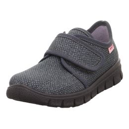 Hausschuh Superfit "BOBBY WMS: Mittel", M&auml;dchen, Gr. 29, grau (dunkelgrau), Baumwolle, meliert, Schuhe Hausschuh, Klettschuh mit Baumwoll-Futter, Gr&ouml;&szlig;enschablone zum Download