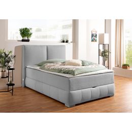 Boxbett OTTO HOME "Wehma mit Kopfteil inkl. Bettkasten", grau, B:150cm L:213cm, Komplettbetten, in H2, H3 & H4 w&auml;hlbar, inklusive Topper