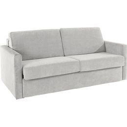 Schlafsofa Home Affaire "GOLDPOINT 182cm, Dauerschl&auml;fer, Liegefl&auml;che 140/200 cm", grau (hellgrau), B:182cm H:85cm T:100cm, Samtoptik (100% Polyester);Struktur (100% Polyester), Sofas, Schlafsofa, 3-Sitzer mit Dauerschl&auml;fer-Funktion, Bonell-Federkernmatratze