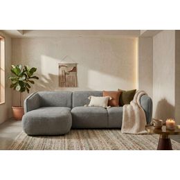 Ecksofa Home Affaire "OSTRUP Rundsofa, L-Form, Naturt&ouml;ne, Boucle", graphite, B:280cm H:73cm T:152cm, 100% Polyester, Sofas, Ecksofa, Breite 280 cm, organische Form mit sanften Rundungen