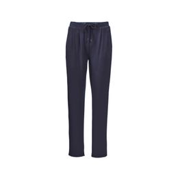 Stoffhose GOLDNER "Bequeme Slinky-Hose mit Schlupfbund", Damen, Gr. 42, N-Gr, blau (marine), Obermaterial: 96% Viskose CV. 4% Elasthan EL., Hosen Stoffhose, Bundfalte, Kordelzug
