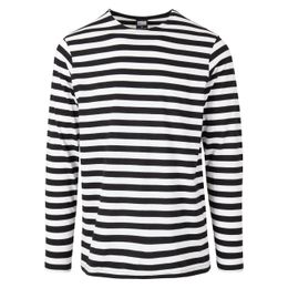Langarmshirt Urban Classics "Urban Classics Herren Regular Stripe LS", Damen, Gr. 3XL, wei&szlig;, schwarz, 100% Baumwolle, gestreift, normal, Rundhals, Shirts Langarmshirt