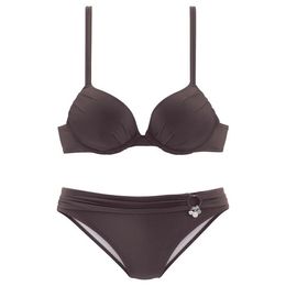 s.Oliver Set: Push-Up-Bikini 'Tonia' braun Gr. 34 Cup B. Mit Zierperlen. Mit B&uuml;gel
