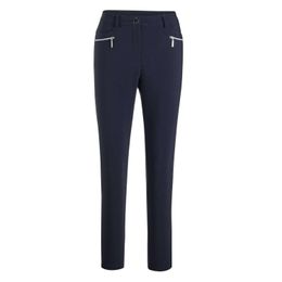 Stretch-Hose GOLDNER "Kurzgr&ouml;&szlig;e Lange Schlupfhose BELLA", Damen, Gr. 20, K-Gr, blau (marine), Obermaterial: 64% Baumwolle CO. 34% Polyester PES. 2% Elasthan EL., Basic, Hosen, Rei&szlig;verschlusstaschen im VT R&uuml;ckteil Ges&auml;&szlig;taschen