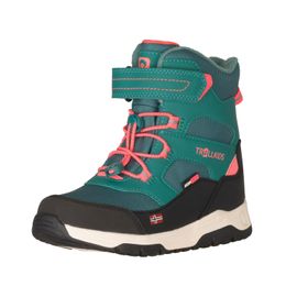 Winterstiefel Trollkids "KIDS LOFOTEN WINTER BOOTS PRO", Kinder, Gr. 29, dusty teal, schwarz, coral pink, Synthetik, Textil, Schuhe Winterstiefel, wasserdicht, profilierte Gummilaufsohle, f&uuml;r Kinder