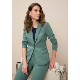 Kurzblazer Tamaris, Damen, Gr. 38, gr&uuml;n (salbei), Web, Obermaterial: 93% Polyester, 7% Elasthan, unifarben, figurbetont h&uuml;ftlang, Blazer Kurzblazer, in Trendfarben - mit passender Hose, Topseller