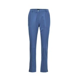 Stoffhose GOLDNER "Kurzgr&ouml;&szlig;e Sportive Hose Carla aus trageangenehmen Satin", Damen, Gr. 23, K-Gr, blau (schieferblau), Obermaterial: 64% Baumwolle CO. 33% Polyester PES. 3% Elasthan EL., normal, Hosen Stoffhose, perfekt sitzende und anschmiegsame Passform