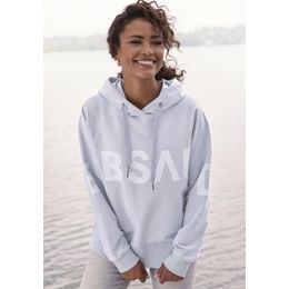 Kapuzensweatshirt ELBSAND "Seldis", Damen, Gr. L (40), blau, Sweatware, Obermaterial: 95% Baumwolle, 5% Elasthan, unifarben, figurumspielend h&uuml;ftlang, Rundhals, breiter Bund, Sweatshirts, mit gro&szlig;em Logodruck vorne, bequemer Hoodie aus Baumwolle