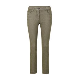 7/8-Hose GOLDNER "Schmale Stretchhose BELLA", Damen, Gr. 44, N-Gr, gr&uuml;n (dunkelschilf), Obermaterial: 65% Baumwolle CO. 31% Polyester PES. 4% Elasthan EL., normal, Hosen 7/8-Hose, Ohne