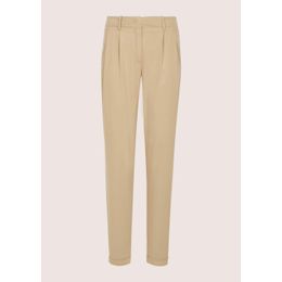Madeleine Mode Chinohose MADELEINE "Chinohose Elegante Stoffhose mit Bundfalte", Damen, Gr. 18, N + K Gr, beige, Obermaterial: 64% Baumwolle CO. 33% Polyester PES. 3% Elasthan EL., Modern, schmal, Hosen Chinohose, Chinohose mit Aufschlag