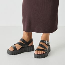Plateausandale Tamaris, Damen, Gr. 38, schwarz, Lederimitat, Schuhe, Sommerschuh, Plateausandalale in veganer Verarbeitung
